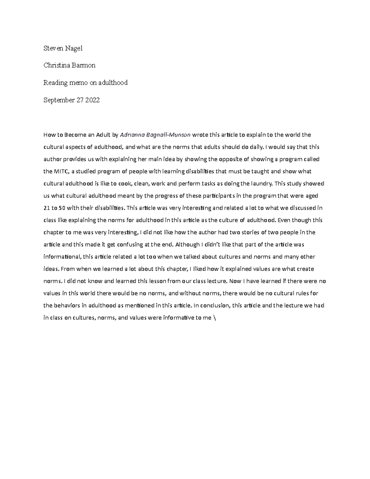 Steven Nagel adult - reading memo - Steven Nagel Christina Barmon ...