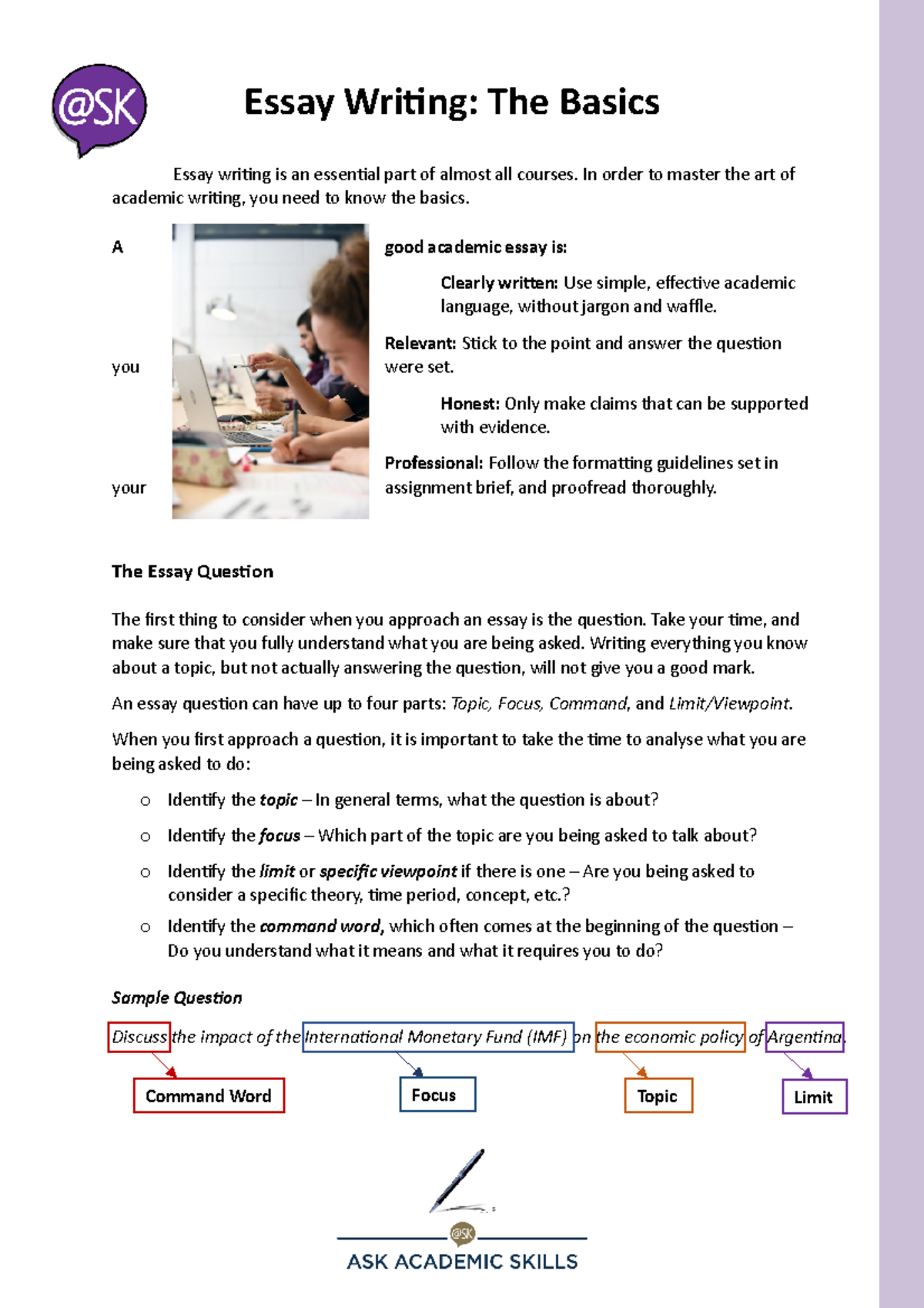 Essay Writing - The Basics - Essay Writing: The Basics Essay writing is ...
