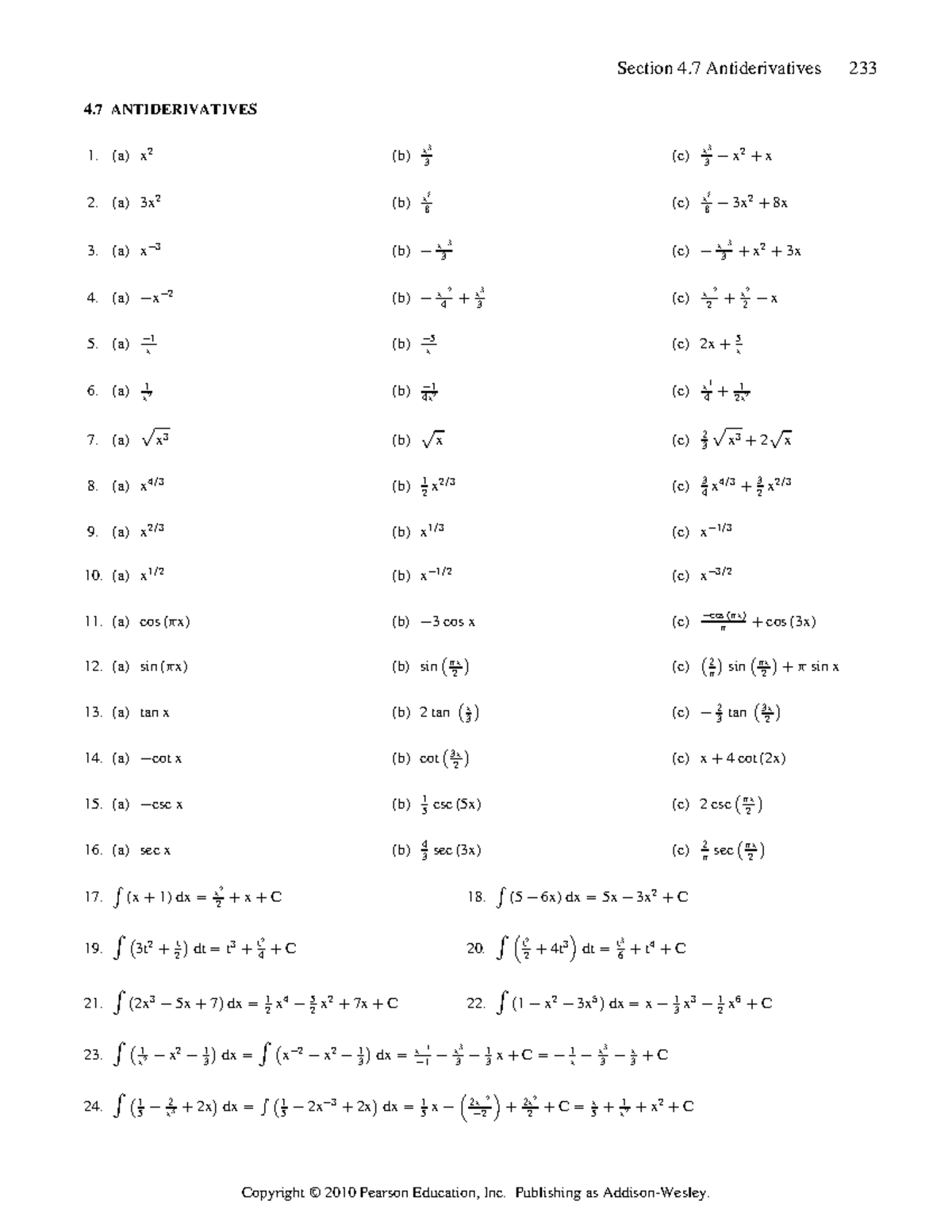 University-Math work-17 - Section 4 Antiderivatives 233 4 ...