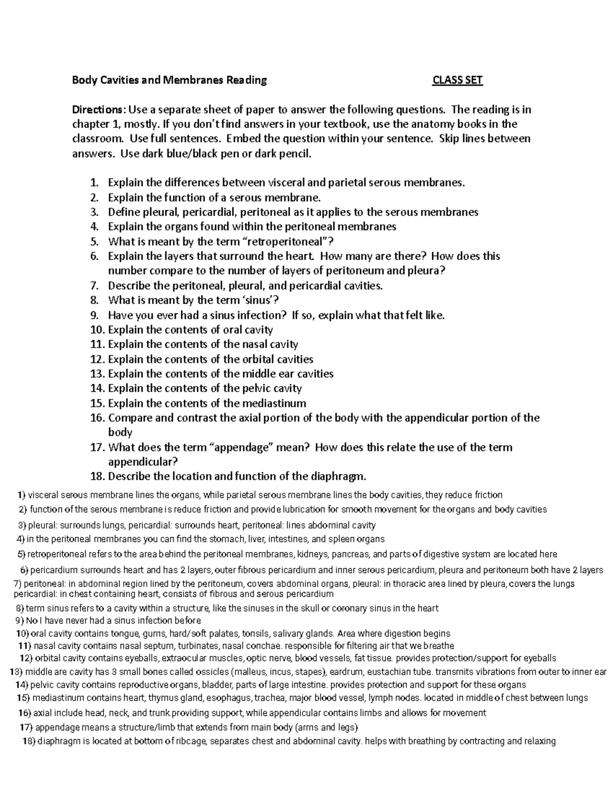 Body-Cavities-and-Membranes-Study-Guide - Body Cavities and Membranes ...