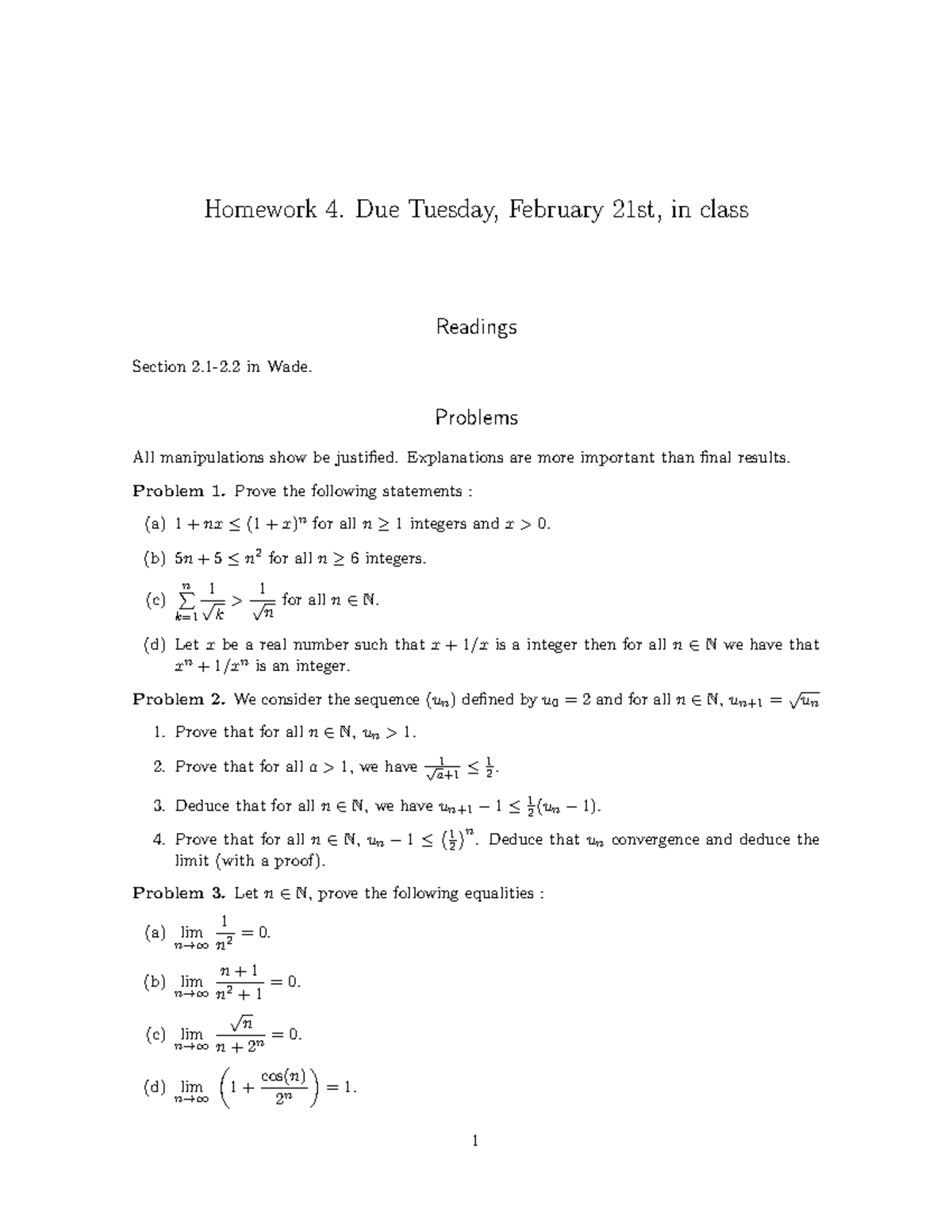 HW4 - Written proofs from class. Homework assignments show you the scope of the course ...