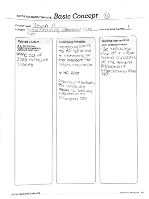 ATI Proctored Templates - ACTIVE LEARNINGTEMPLATE Therapeutic Procedure ...