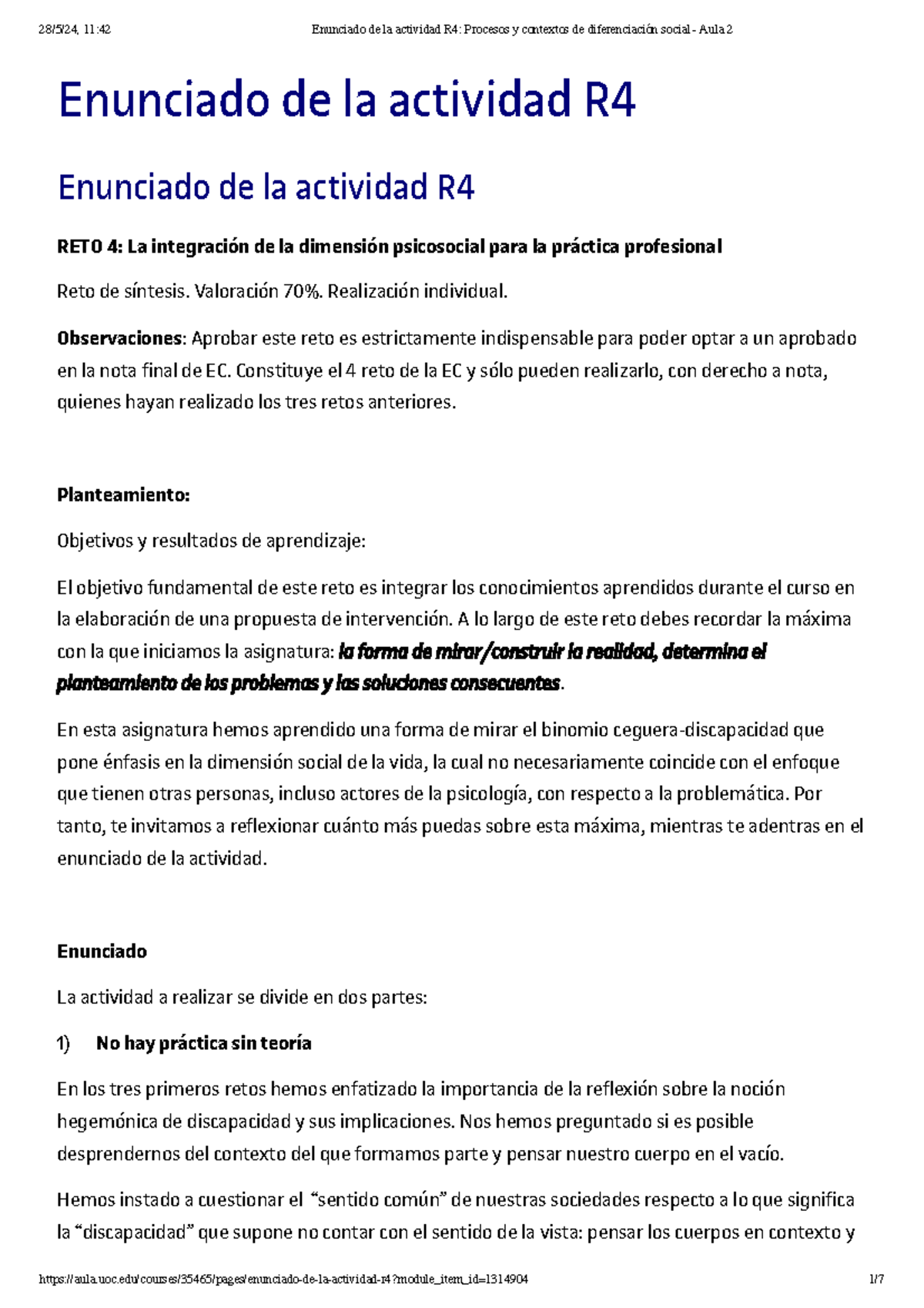 Enunciado de la actividad R4 Procesos y contextos de diferenciación ...