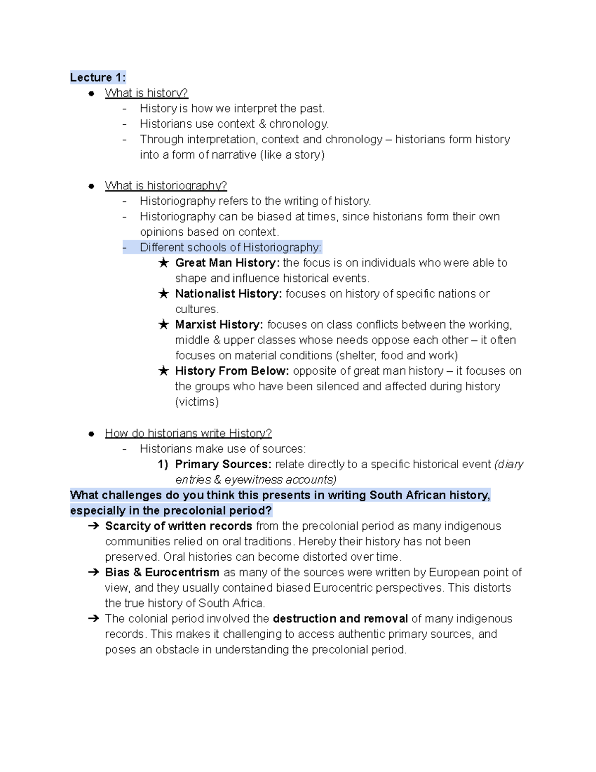 History (Lectures1-9) - Lecture 1: What is history? - History is how we ...