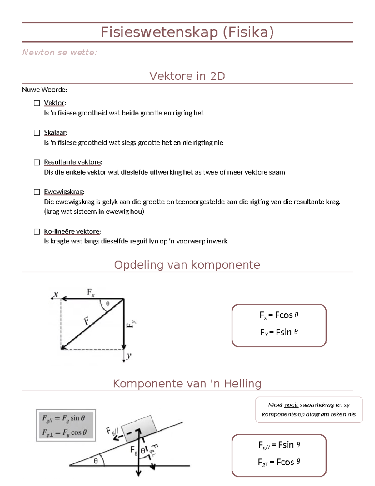 Fisieswetenskap - (krag wat sisteem in ewewig hou) Ko-lineêre vektore ...