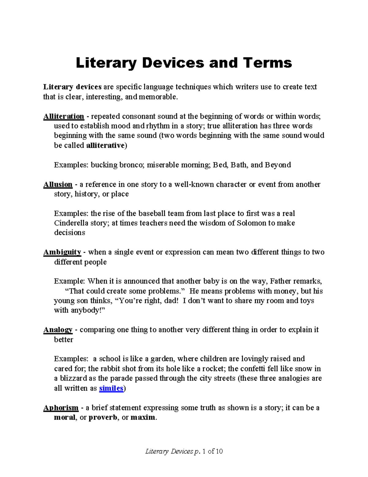 Literary-Devices - Lit Crit Notes - Literary Devices and Terms Literary ...