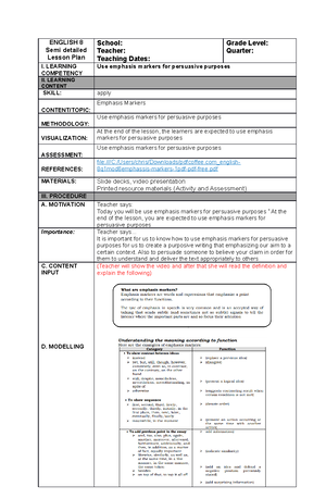 A Detailed Lesson Plan in English 9 Into - A Detailed Lesson Plan in ...