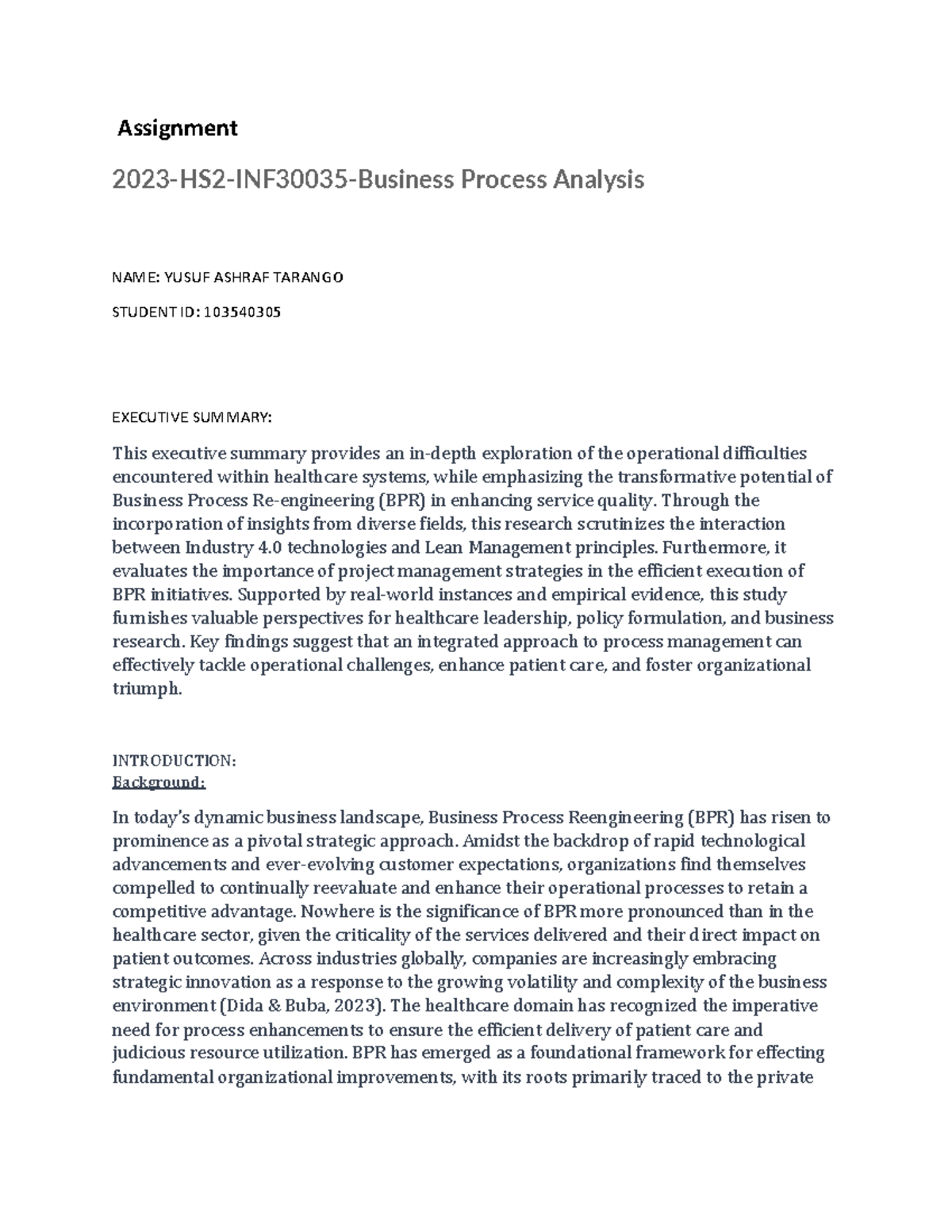 Assignment 1 - WEFWEFw - Assignment 2023 - HS2-INF30035-Business ...