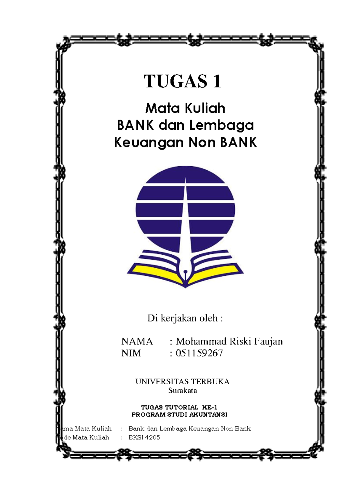 Tugas 1 Bank dan Lembaga keuangan non Bank - TUGAS 1 Mata Kuliah BANK dan Lembaga Keuangan Non ...
