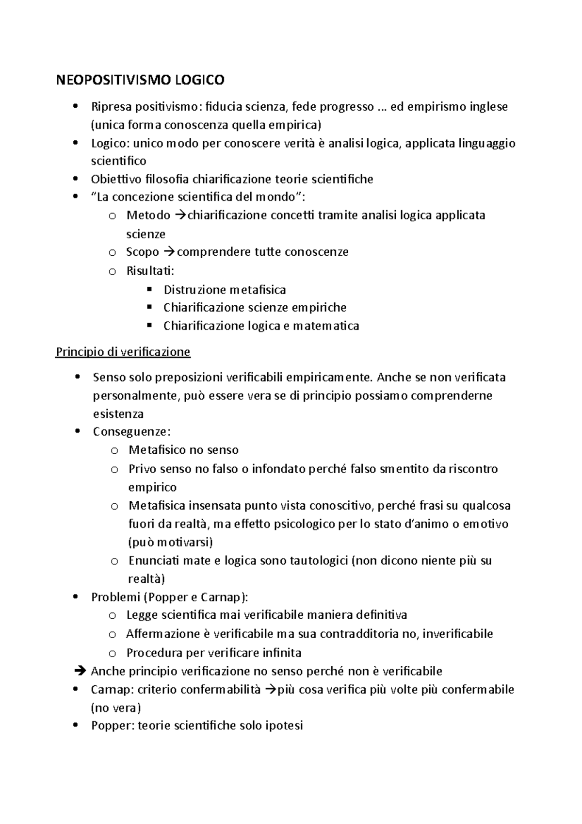 14- Neopositivismo Logico - NEOPOSITIVISMO LOGICO Ripresa positivismo ...