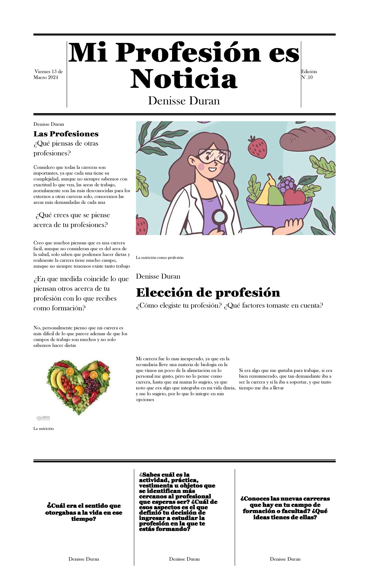 Actividad 2.1 Denisse Duran - Viernes 15 de Marzo 2024 Mi Profesión es Noticia Denisse Duran ...