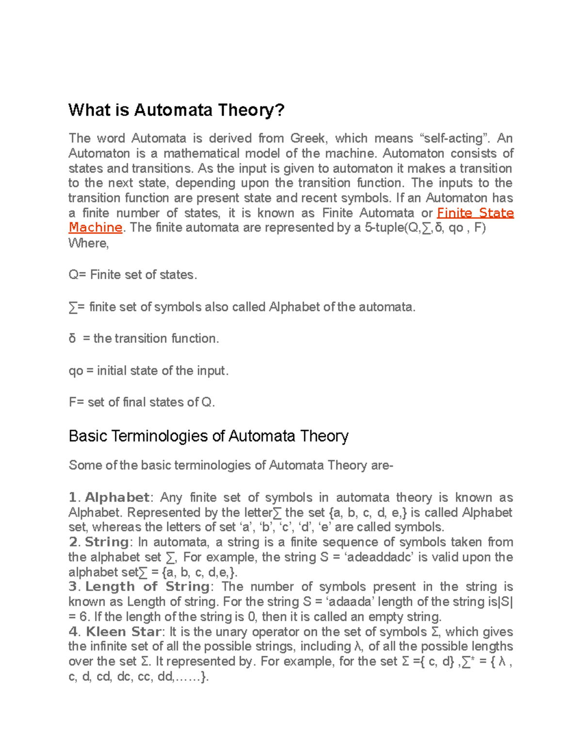 What is Automata Theory - An Automaton is a mathematical model of the ...