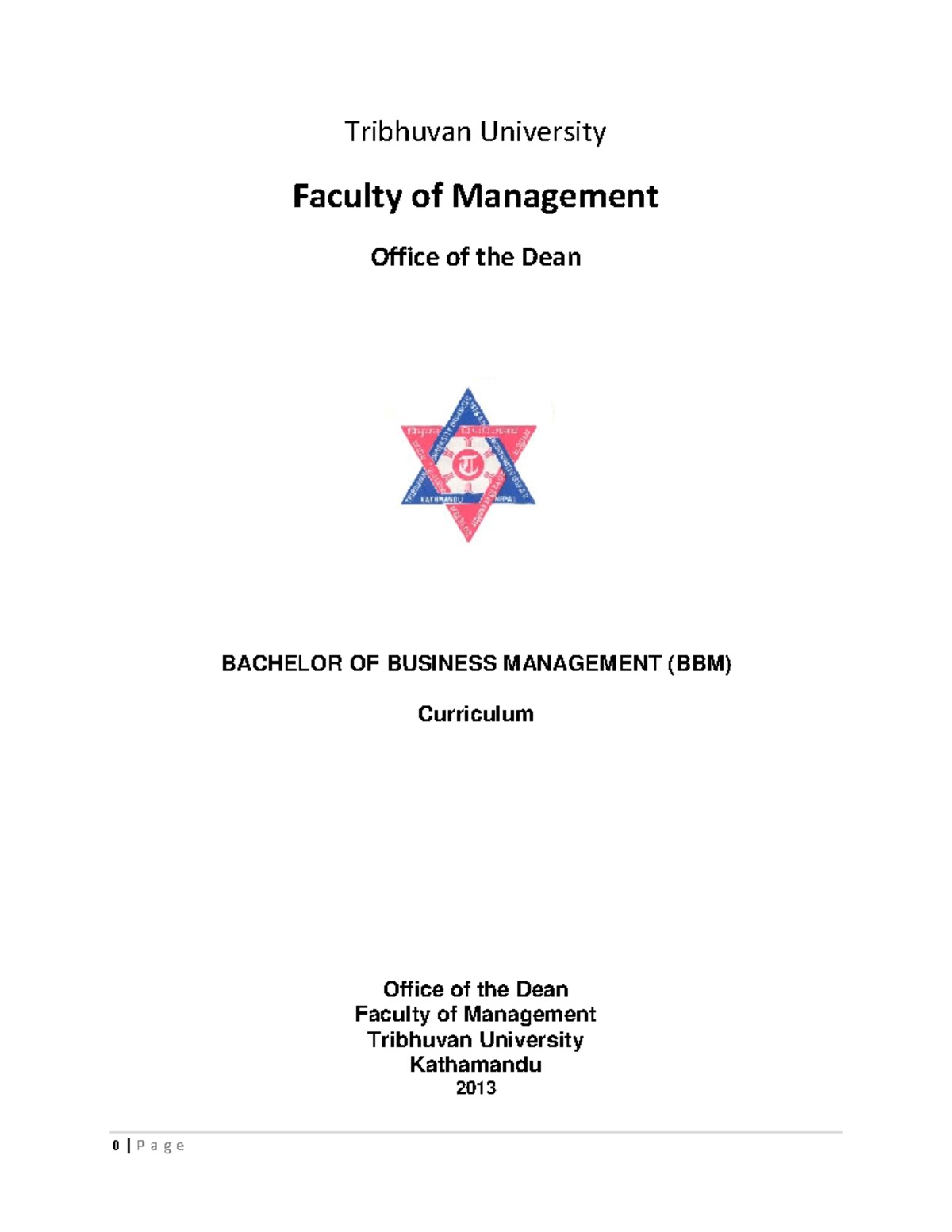 Course Curriculum of bbm - ####### 0 | P a g e Tribhuvan University ...