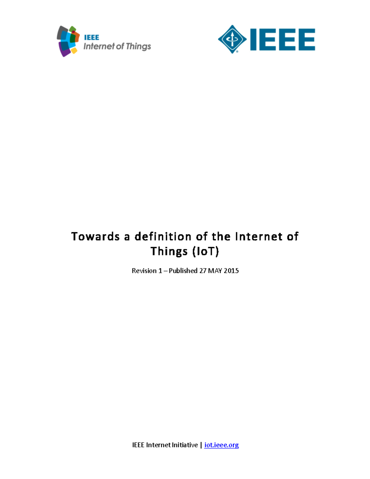 IEEE Io T Towards Definition Internet of Things Revision 1 27MAY15 ...