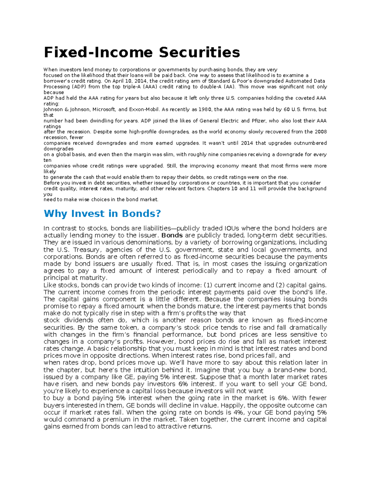 MA104 Fixed Income Securities - Fixed-Income Securities When investors ...