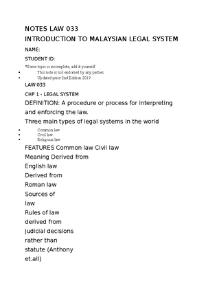 LAW033 Reflection - R E F L E C T I O N PREPARED BY: NUR ATIKAH BINTI ...