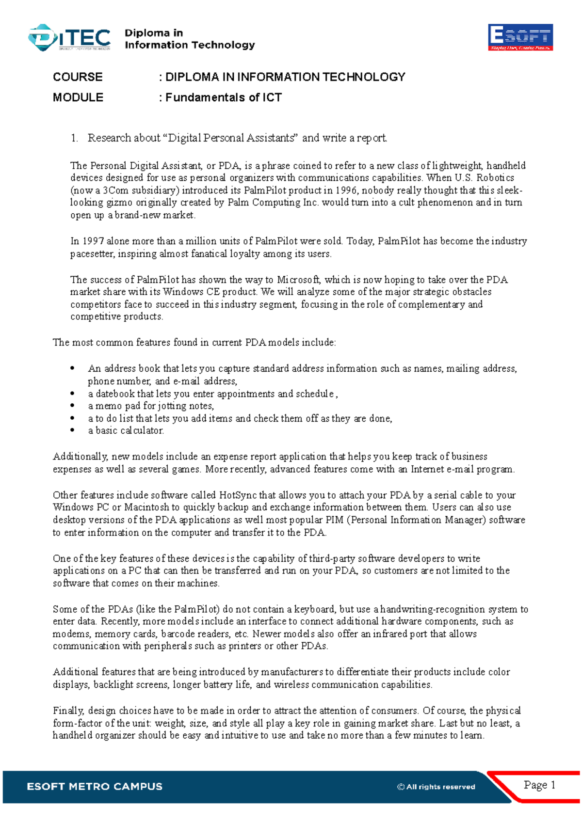 Self Study 1 - lern new things - COURSE : DIPLOMA IN INFORMATION TECHNOLOGY MODULE ...