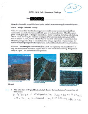 Geology Lab 6 - Geologic Time - In this lab, you will be conducting ...