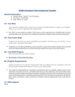Video Observation List for Task 1 - Task 1: Video Observation Task 1 ...