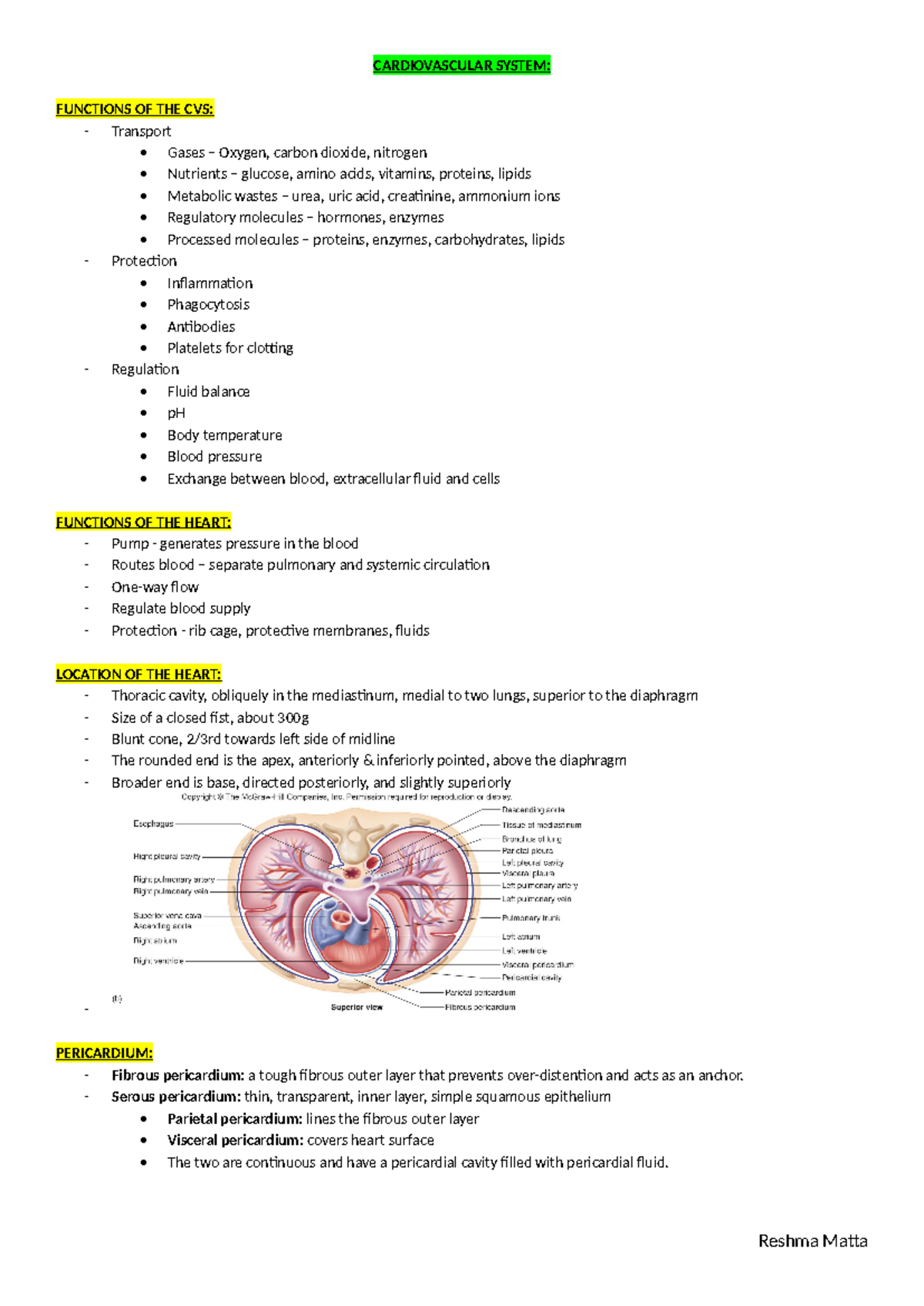 COMP 6 - CVS - Notes for all HSF compendiums - CARDIOVASCULAR SYSTEM ...