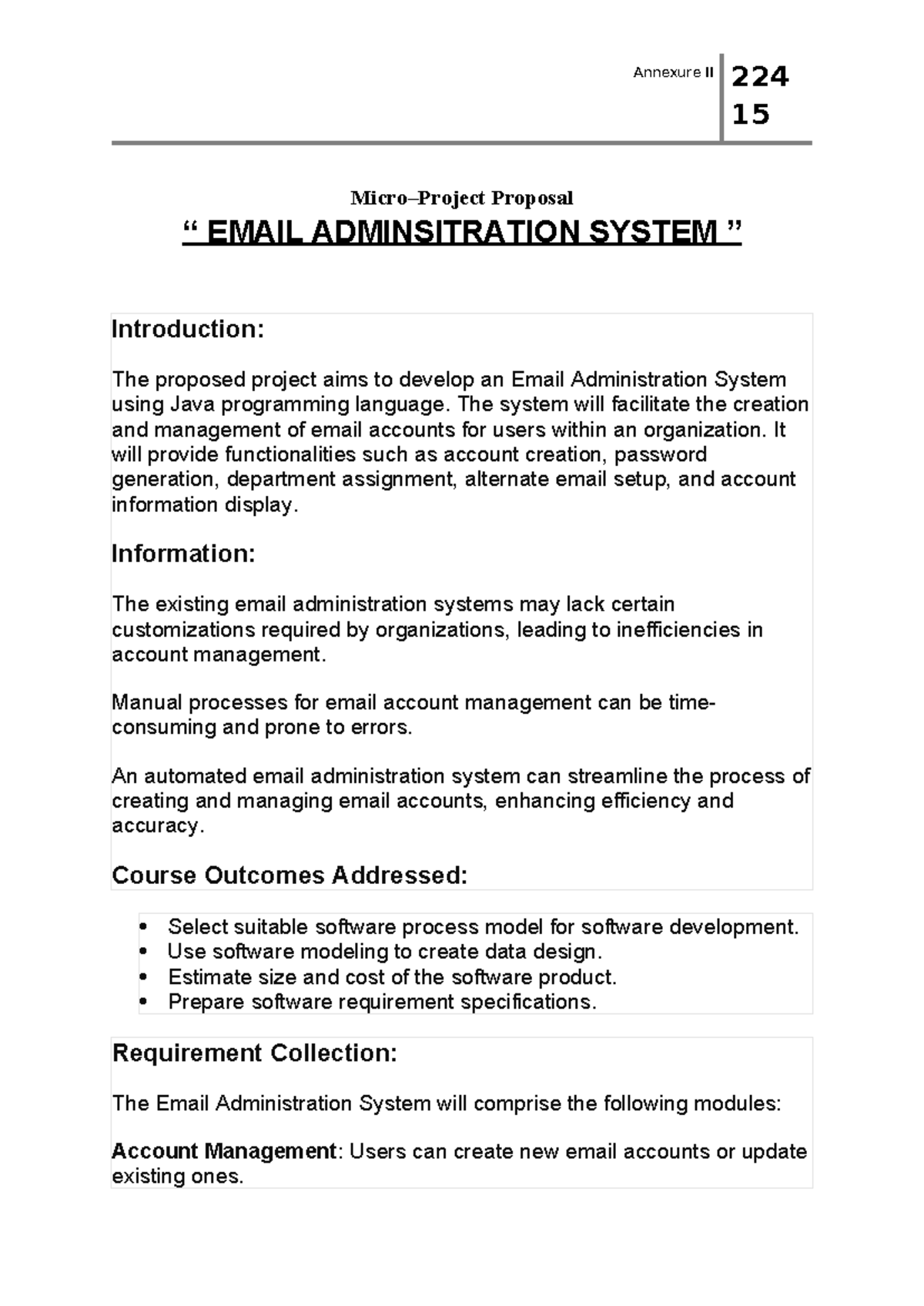 Software Engineering Project Report - 224 15 Micro–Project Proposal ...