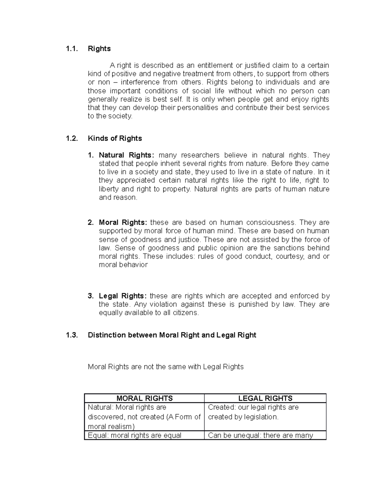 Rights - A right is described as an entitlement or justified claim to a ...