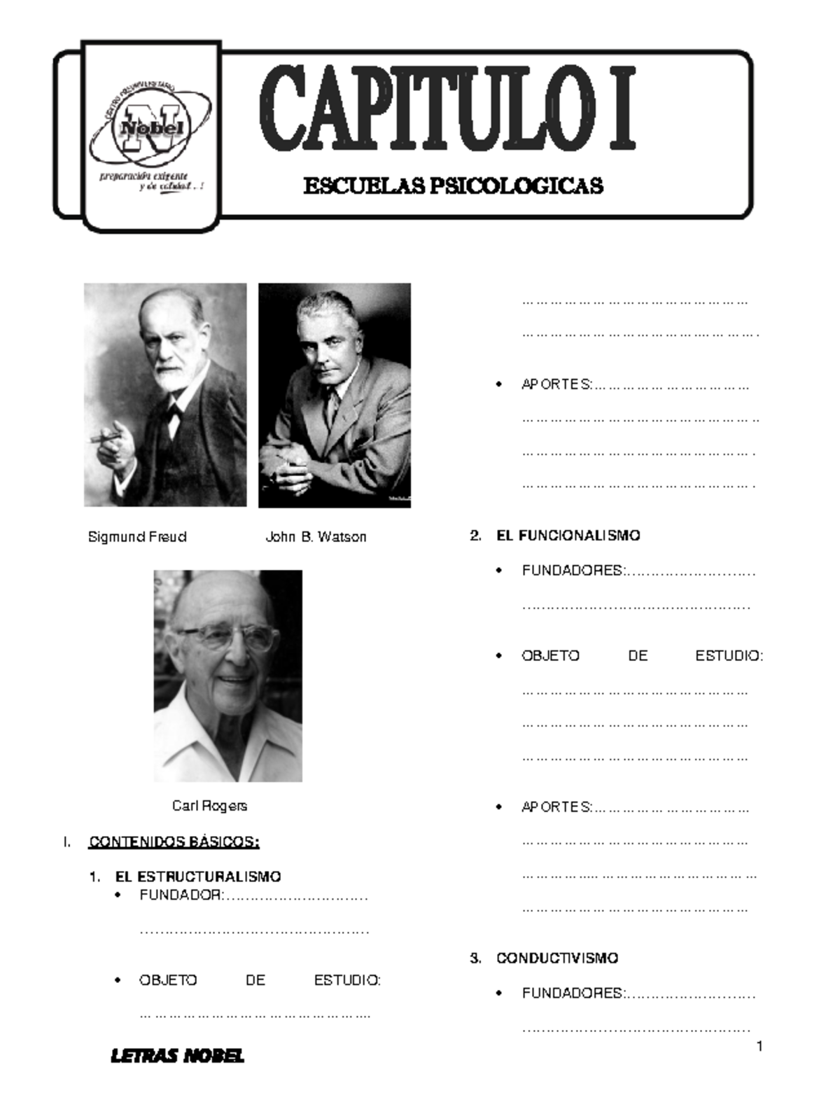 Modulo I - Psicologia Letras Nobel - 1 Sigmund Freud John B. Watson ...