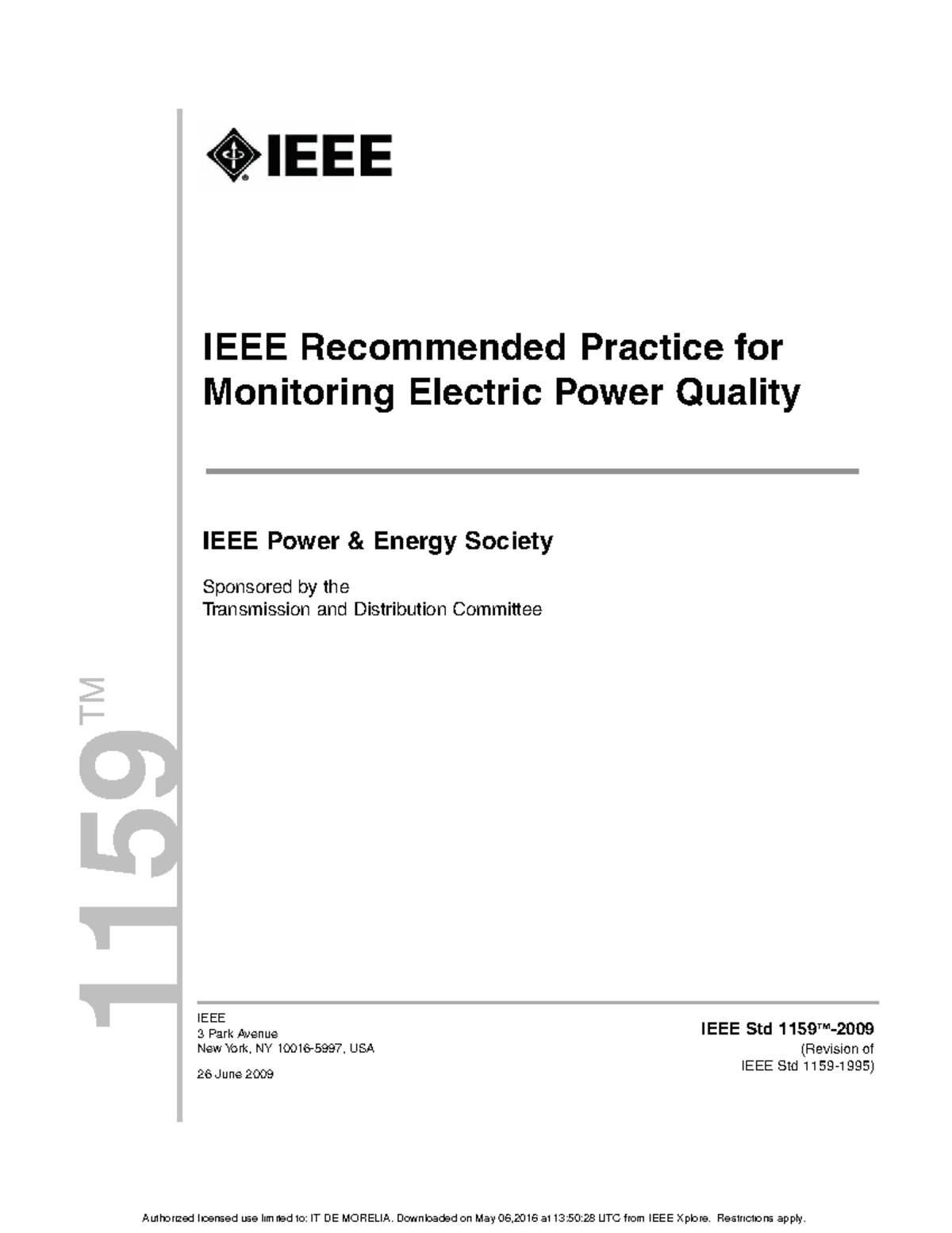IEEE Std 1159 - 2009 - Normas de calidad de la energia - IEEE Std 1159 ...