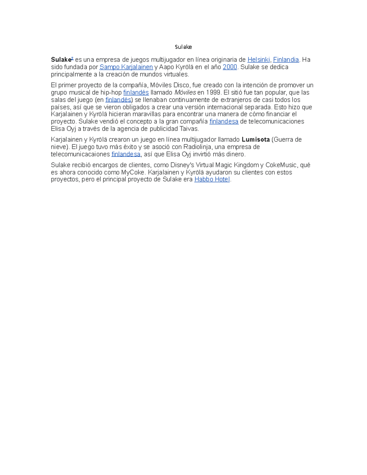 Historia de Sulake - Sulake Sulake 2 es una empresa de juegos ...