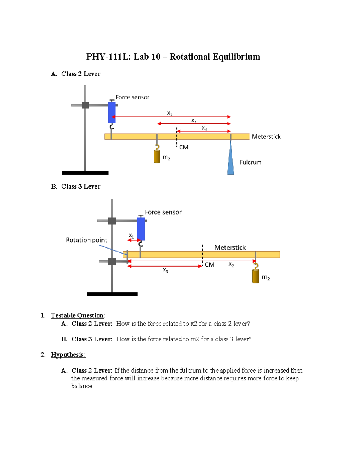 PHY111L Lab 10 Rotational Equilibrium 3 - PHY-111L: Lab 10 – Rotational ...