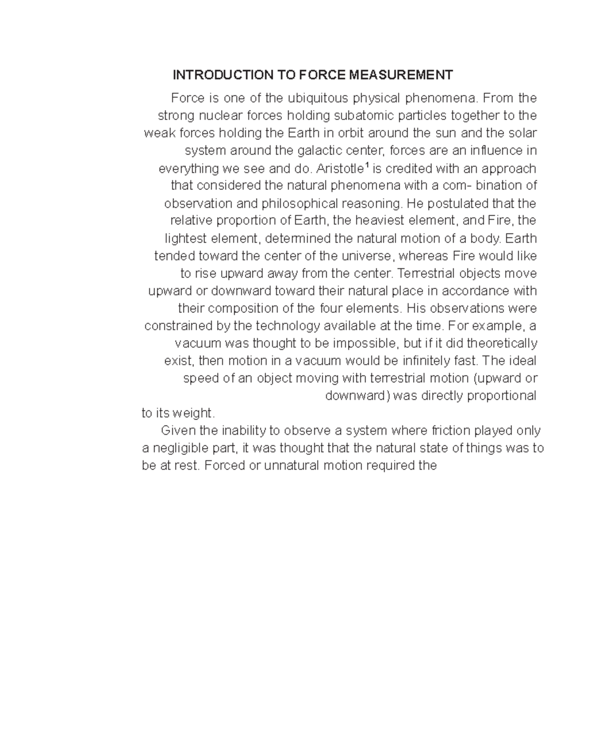 Introduction TO Force Measurement - INTRODUCTION TO FORCE MEASUREMENT ...