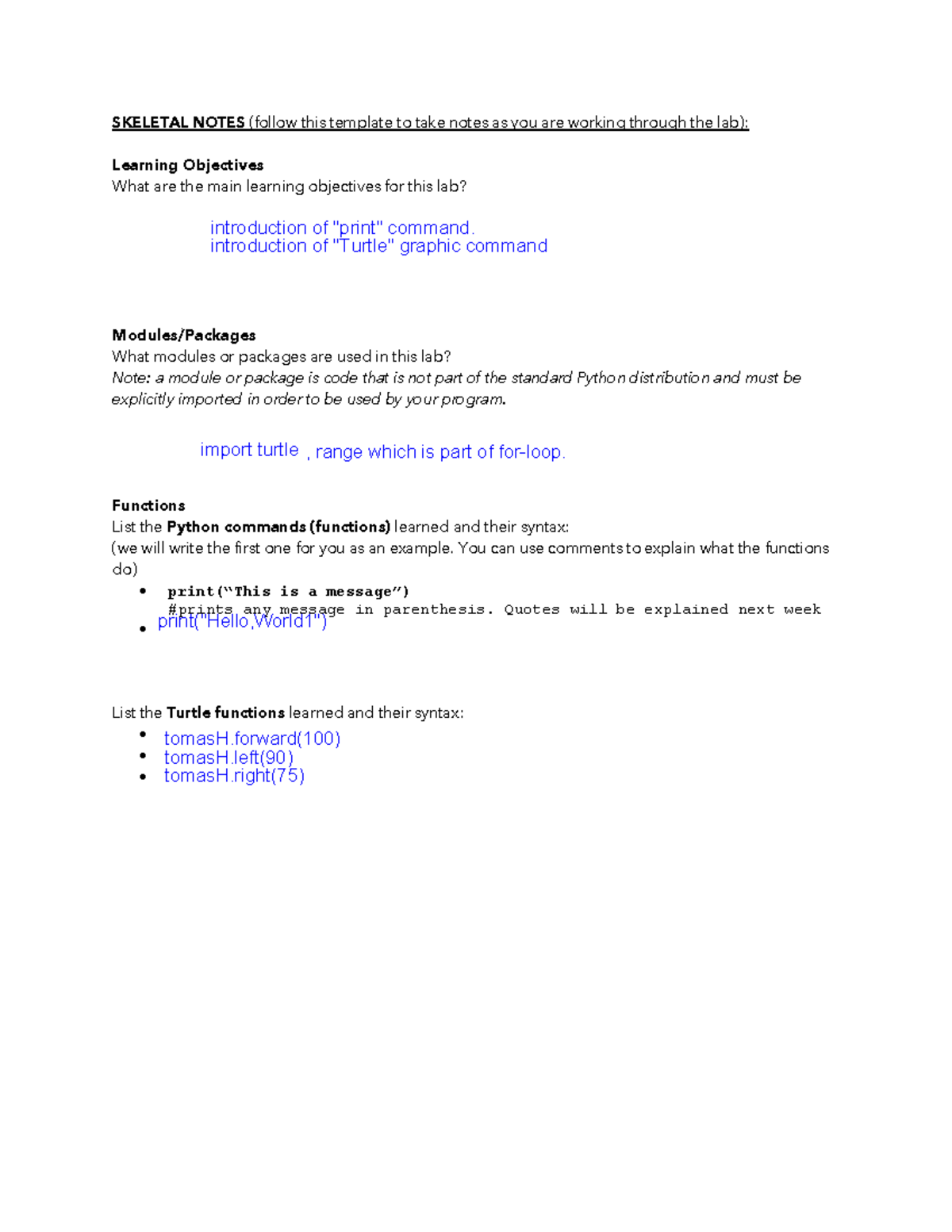 Lab1Notes - for turtle - SKELETAL NOTES (follow this template to take ...
