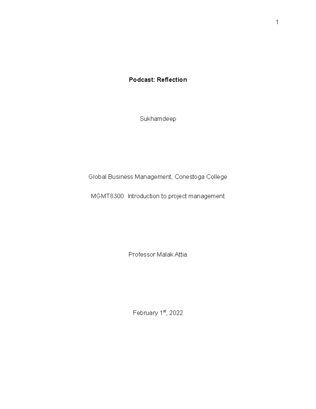 Podcast reflection in intro to project management. interview video with ...