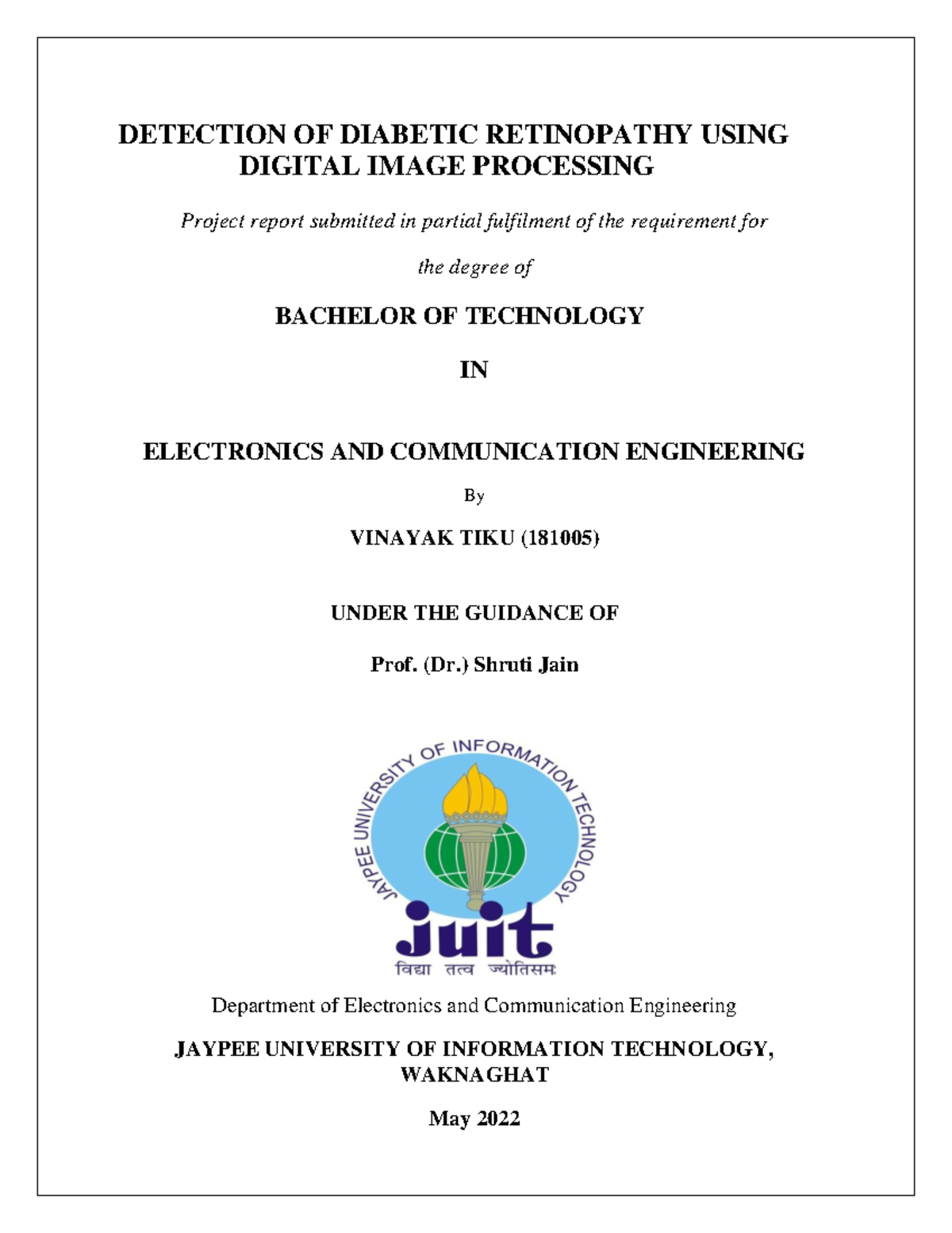 Detection of Diabetic Retinopathy Using Digital Image Processing ...