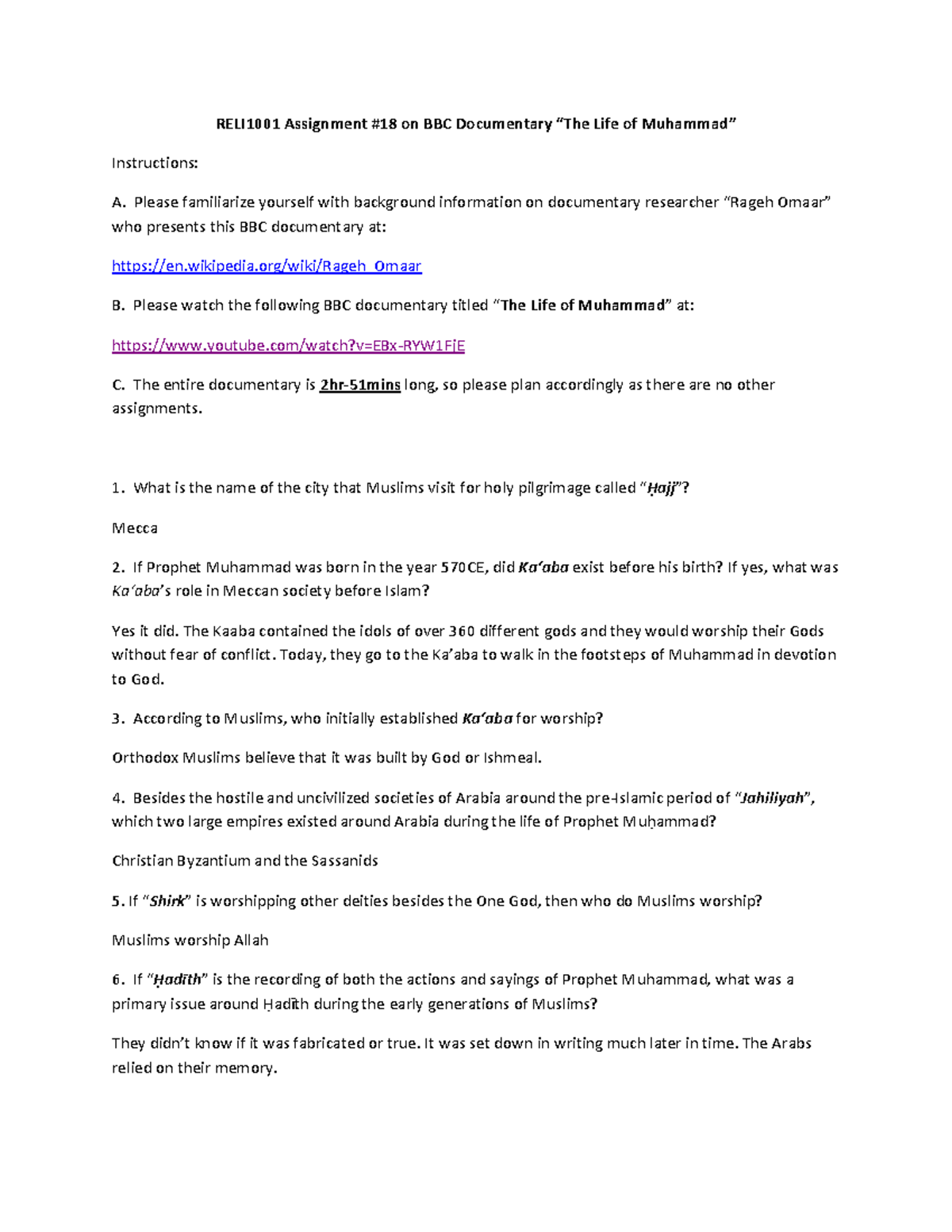 Assignment 18 Life Of Prophet Muhammad Warning Tt Undefined Function 32 Warning Tt