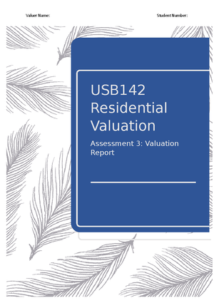 Exemplar 1 - Residential Valuation Report - 0 0 QUEENSLAND UNIVERSITY ...
