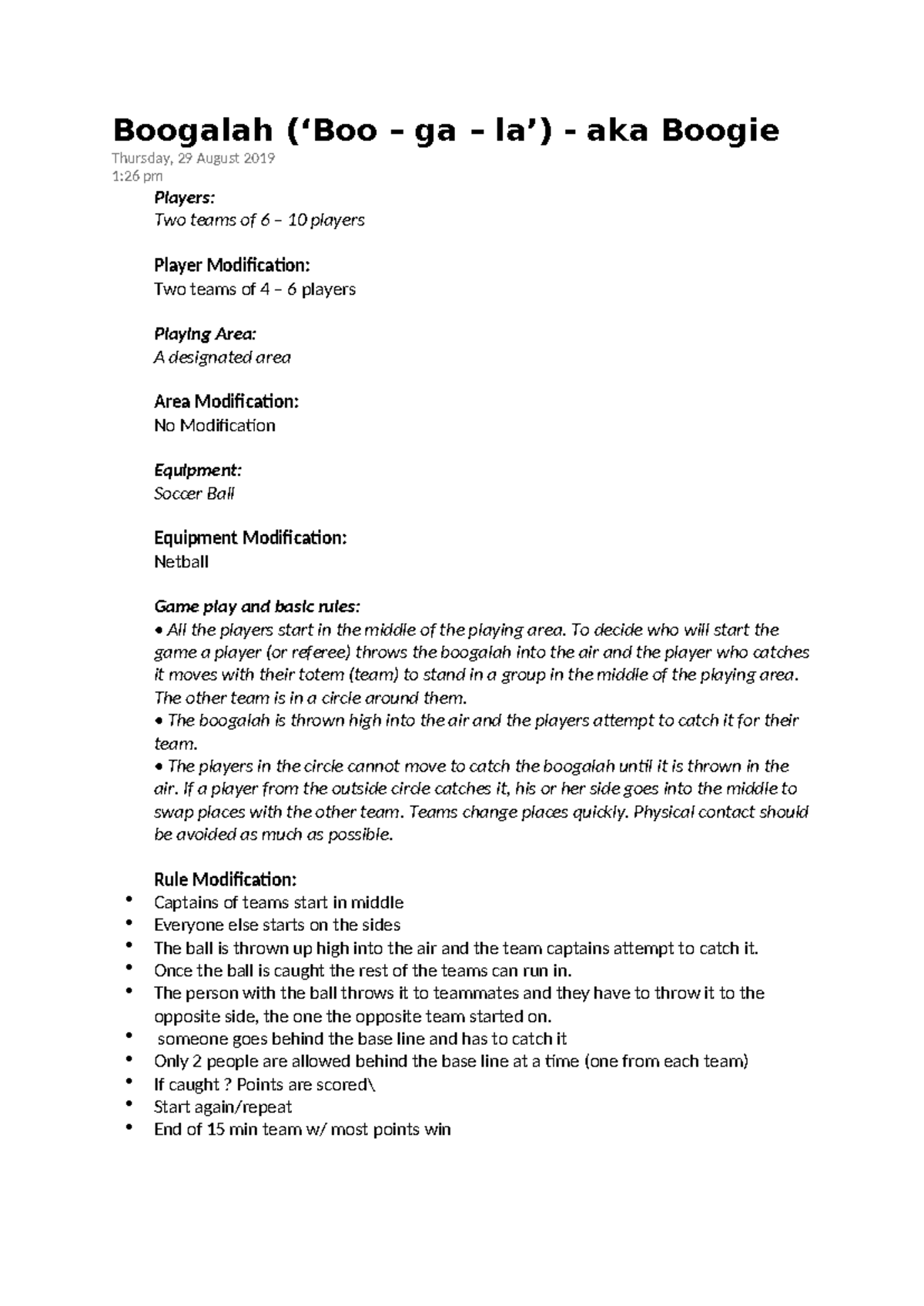 Boogalah - A game I made for English for people to play - Boogalah ...