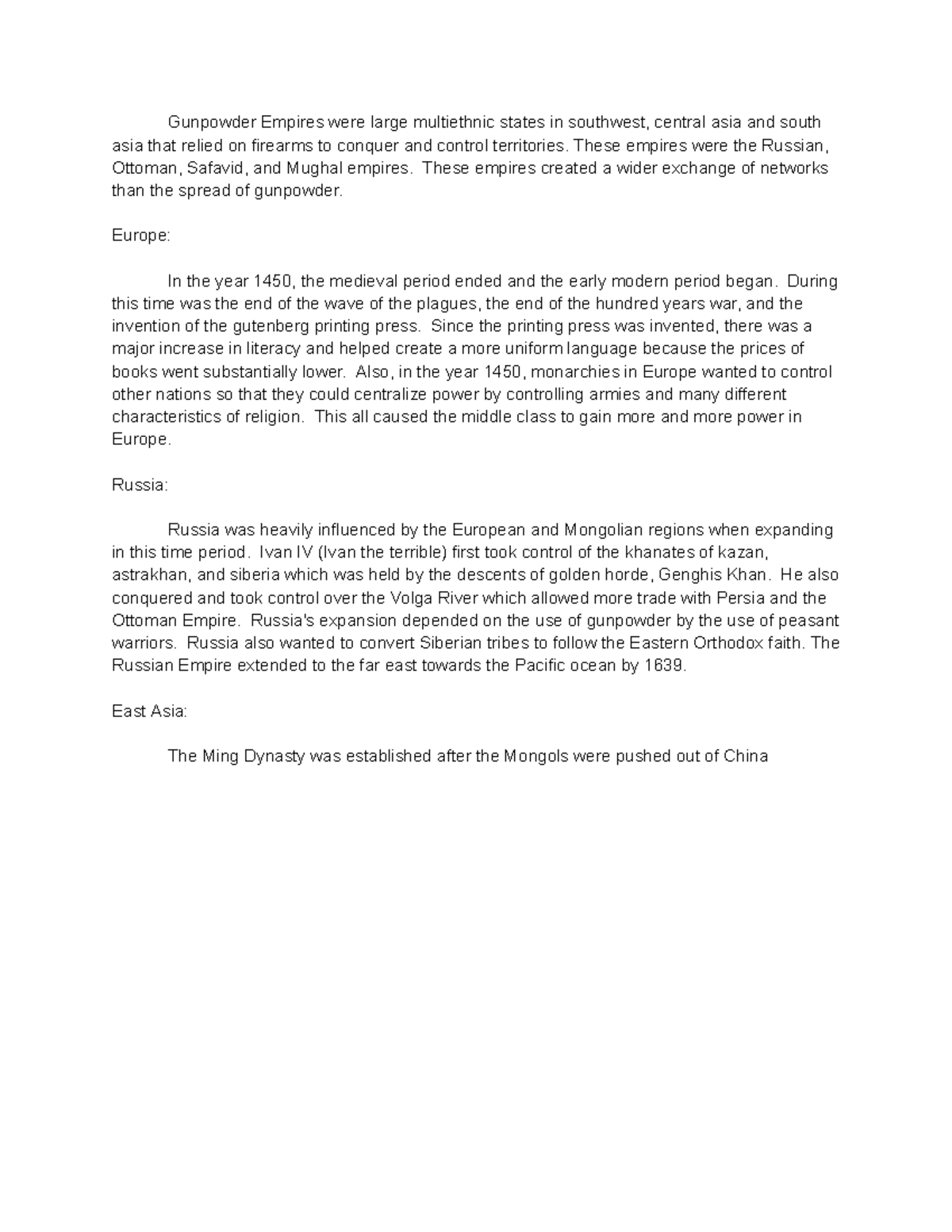 AP Project - UNIT 3 - Gunpowder Empires were large multiethnic states ...