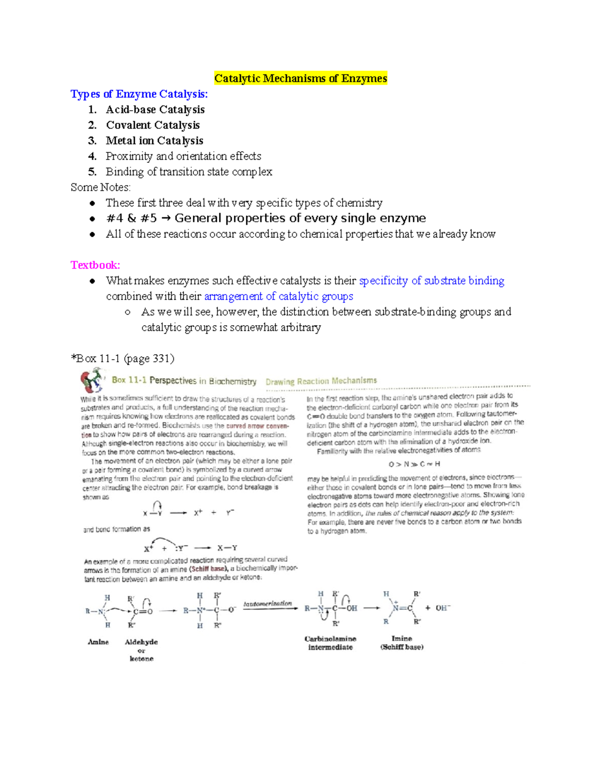 Module 8 Catalytic Mechanisms of Enzymes - Catalytic Mechanisms of Enzymes Types of Enzyme - Studocu