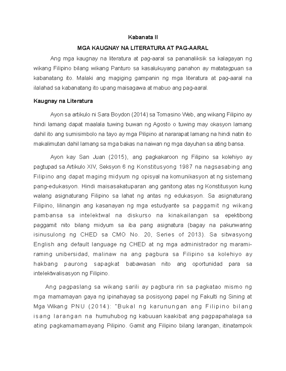 Chapter-2 - Pananaliksik - Kabanata II MGA KAUGNAY NA LITERATURA AT PAG ...