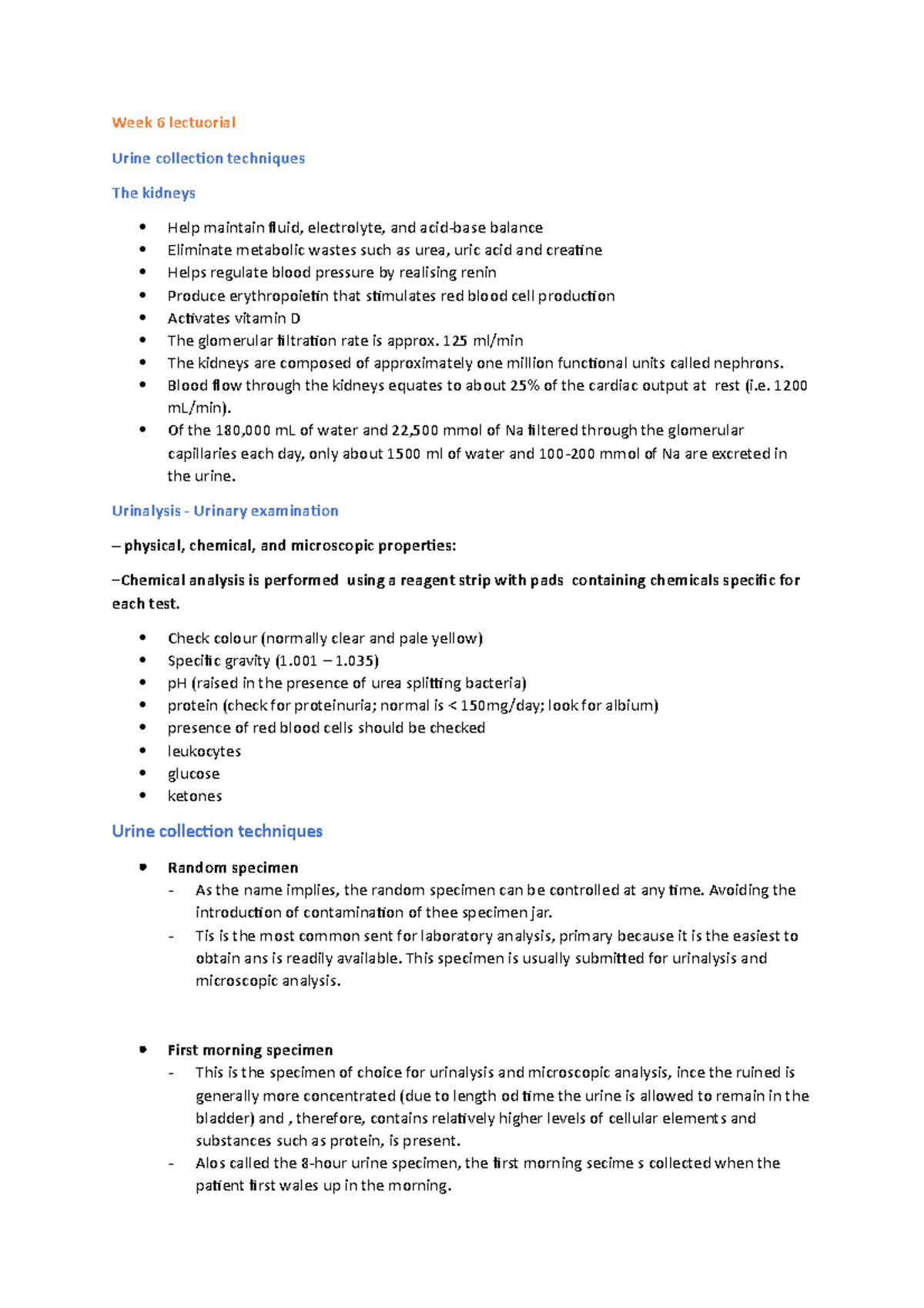 Week 6 lectuorial - urine collecting samples - Week 6 lectuorial Urine ...