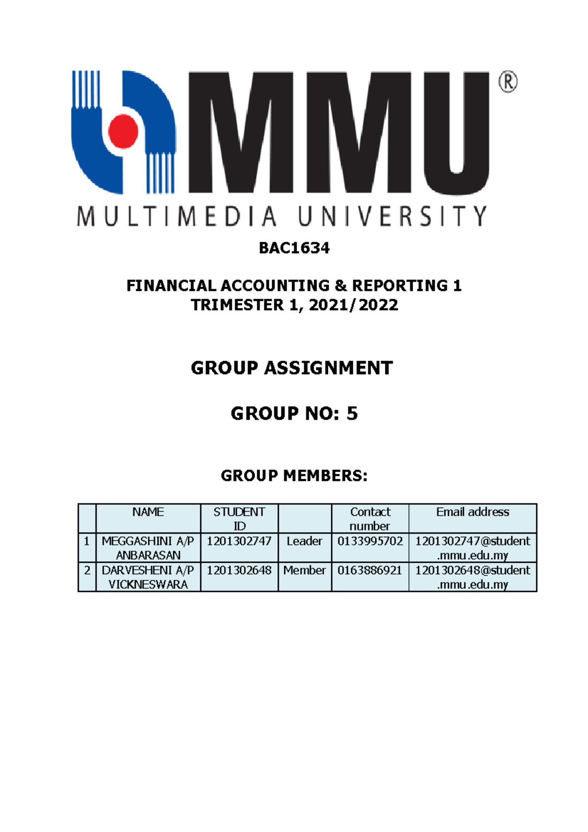 BAC1634 Assignment Group 5 2110 - BAC FINANCIAL ACCOUNTING & REPORTING ...