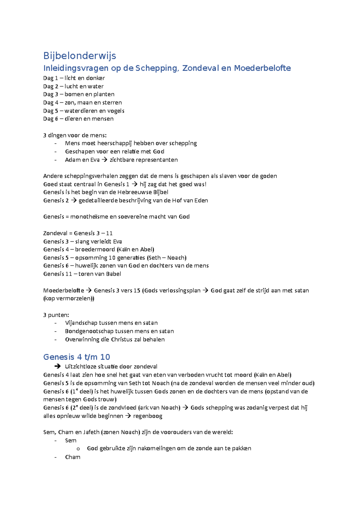 Bijbelonderwijs - Bijbelonderwijs Inleidingsvragen op de Schepping ...