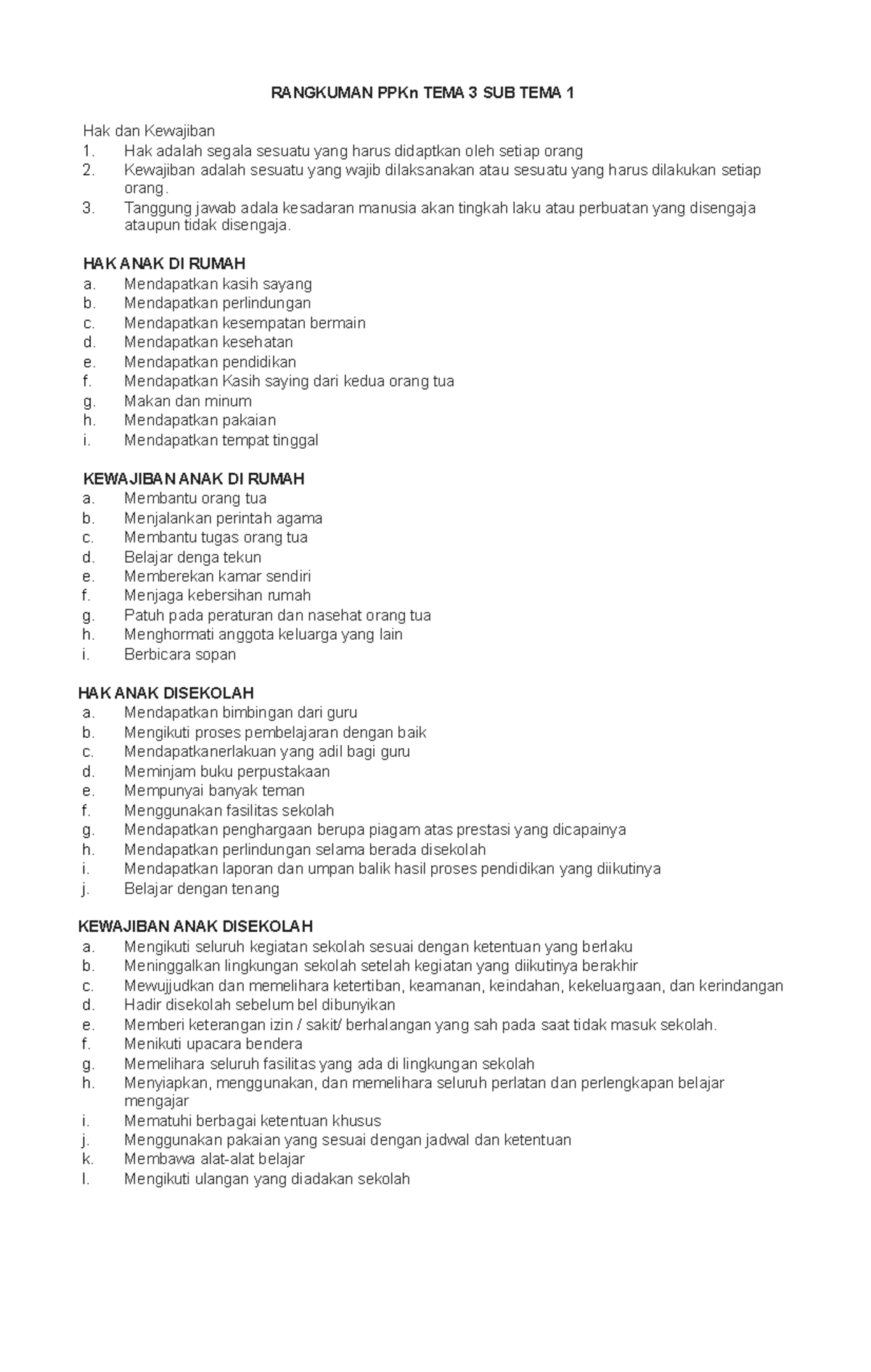 PKN TEMA 3 SUB TEMA 1 - rangkuman ppkn tema 3 sub tema 1 - RANGKUMAN PPKn TEMA 3 SUB TEMA 1 Hak ...