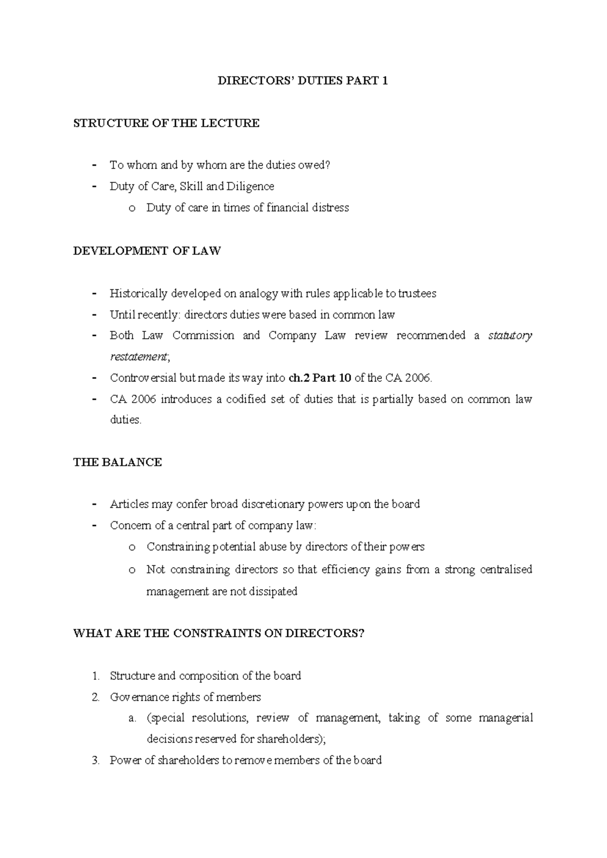 Directors Duties Part 1 - DIRECTORS’ DUTIES PART 1 STRUCTURE OF THE ...