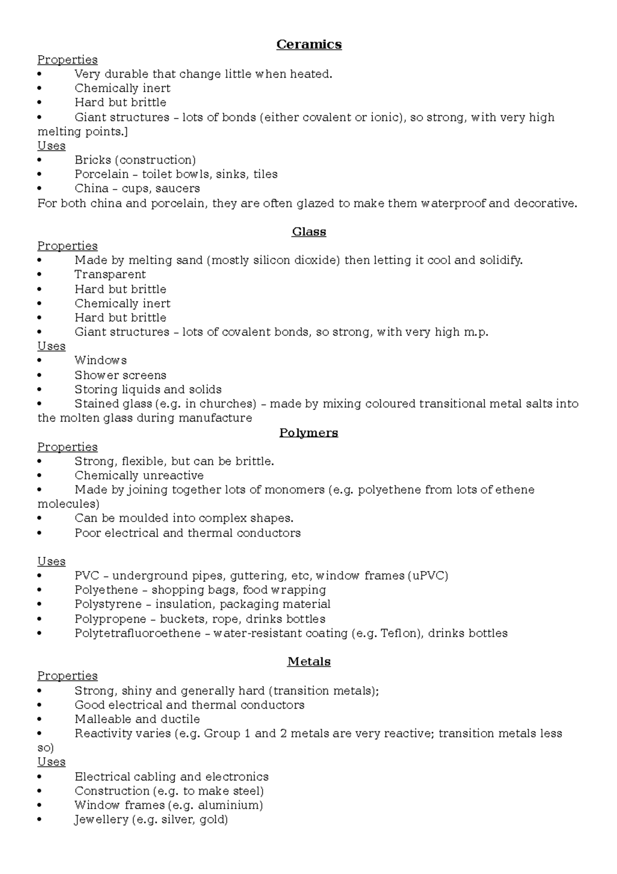 Bulk materials and composites info sheets for grid GMA - Ceramics ...