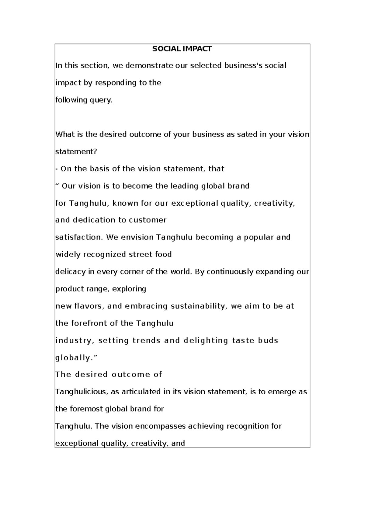 Social Impact.docx 1 - SOCIAL IMPACT In this section, we demonstrate ...