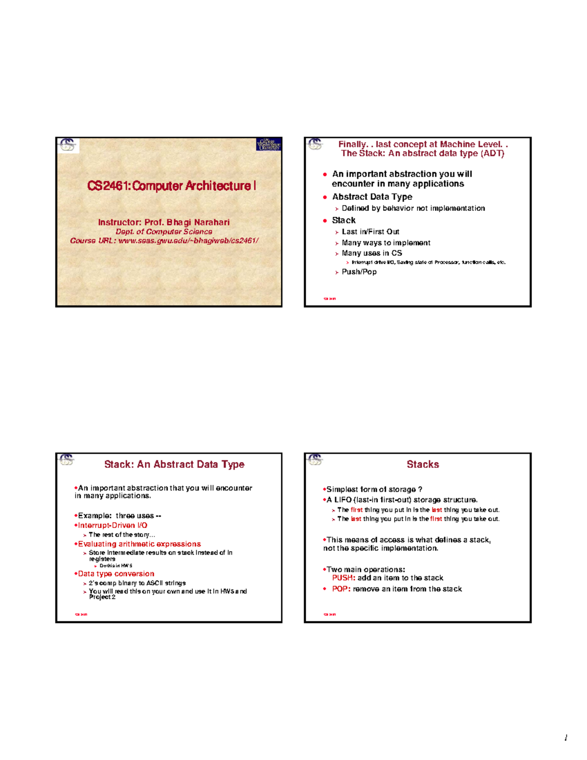 Computer Architecture I Lecture slides, lecture stack - CS 2461 : Computer Archi tecture I - Studocu