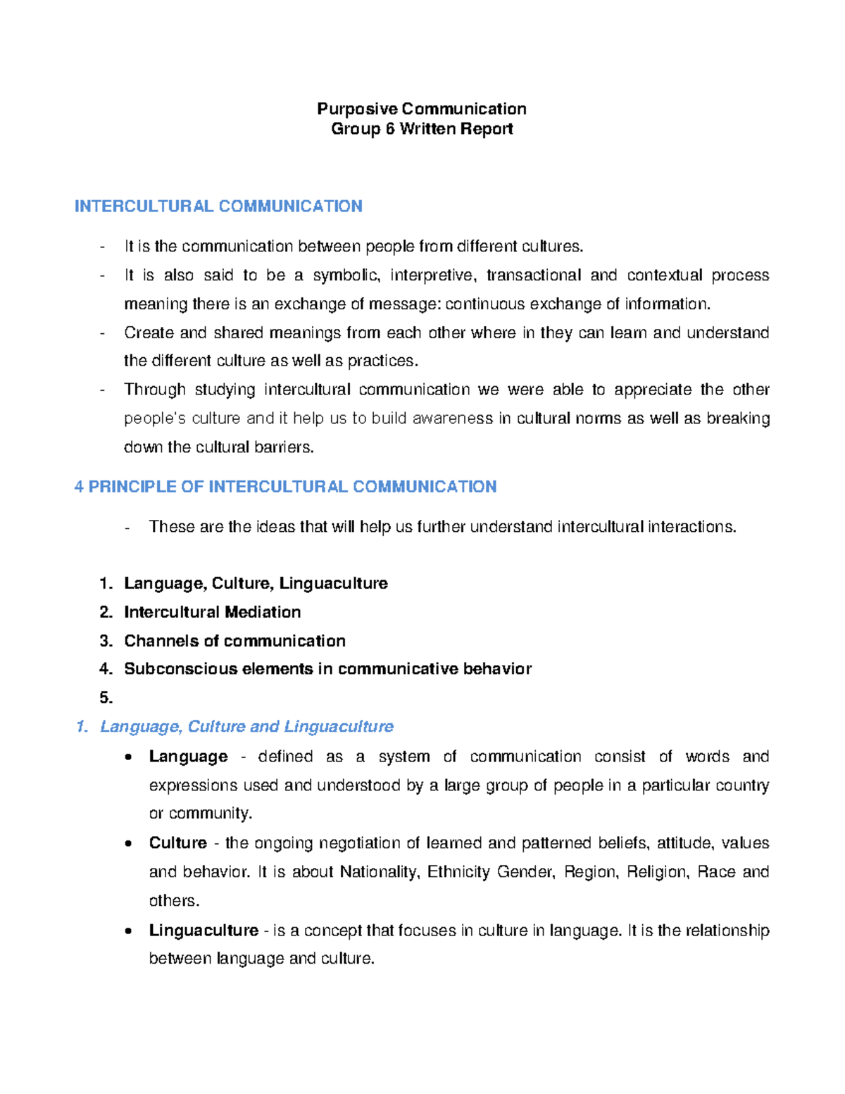 Group 6 Written Report - Lecture notes 1 - Purposive Communication ...