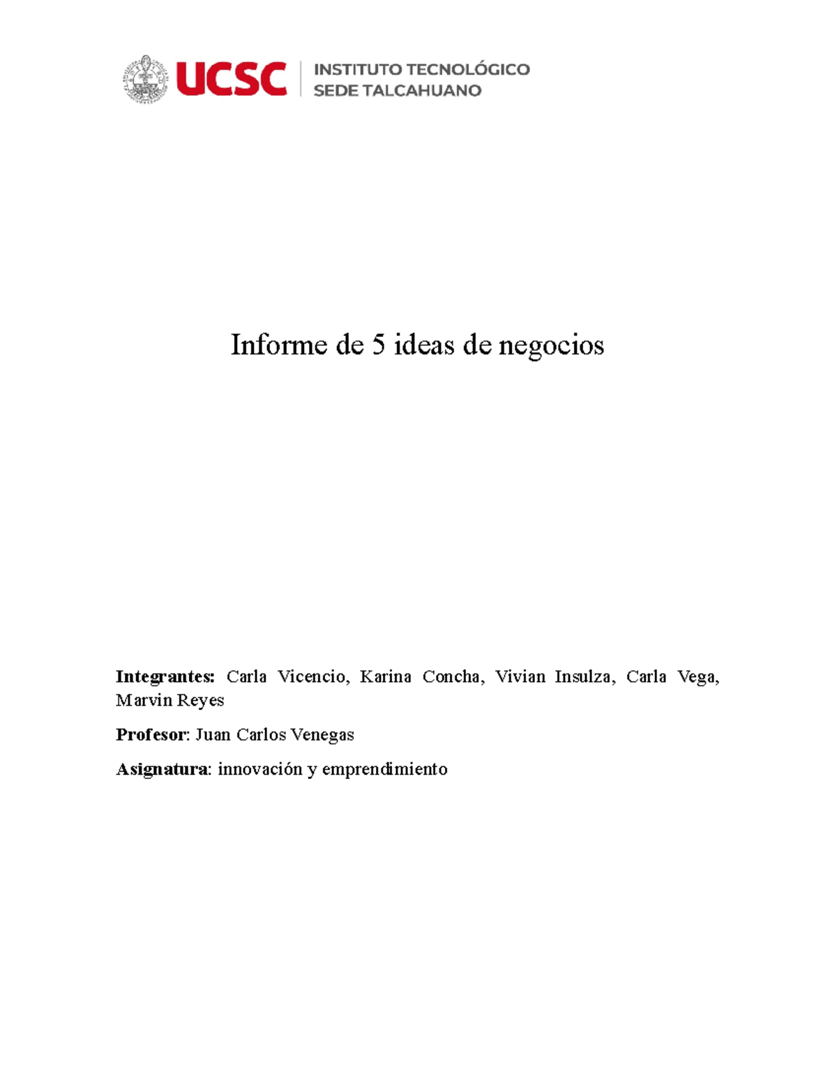Informe de 5 ideas de negocios - Informe de 5 ideas de negocios ...